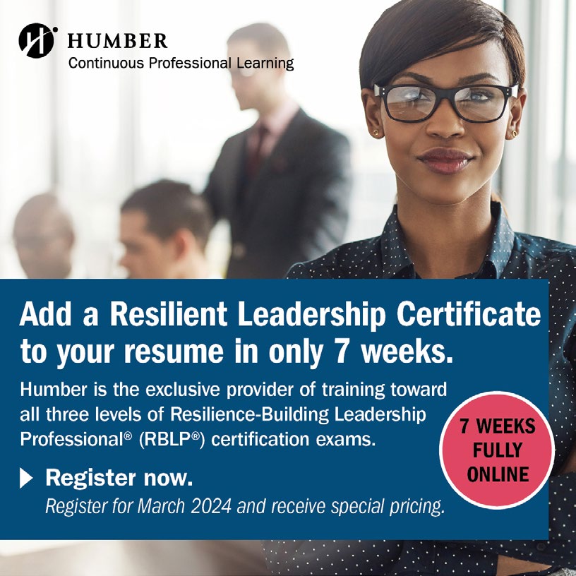 Register for Humber's New Certificate in Resilience-Based Leadership | Humber Communiqué